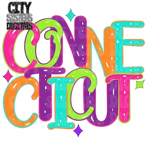 CONNECTICUT Png, Neon Connecticut Png, Bright Connecticut Png, Retro ...