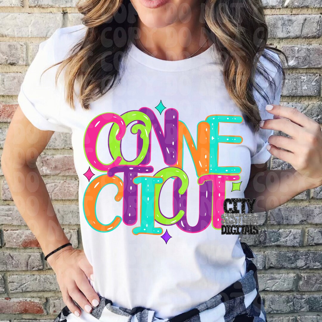 CONNECTICUT Png, Neon Connecticut Png, Bright Connecticut Png, Retro ...