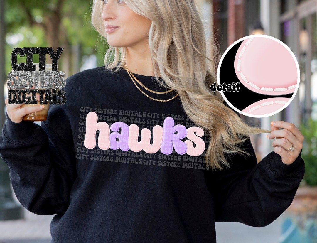 HAWKS Png, Faux Puff Embroidery Png Digital File for Sublimation & Dtf ...