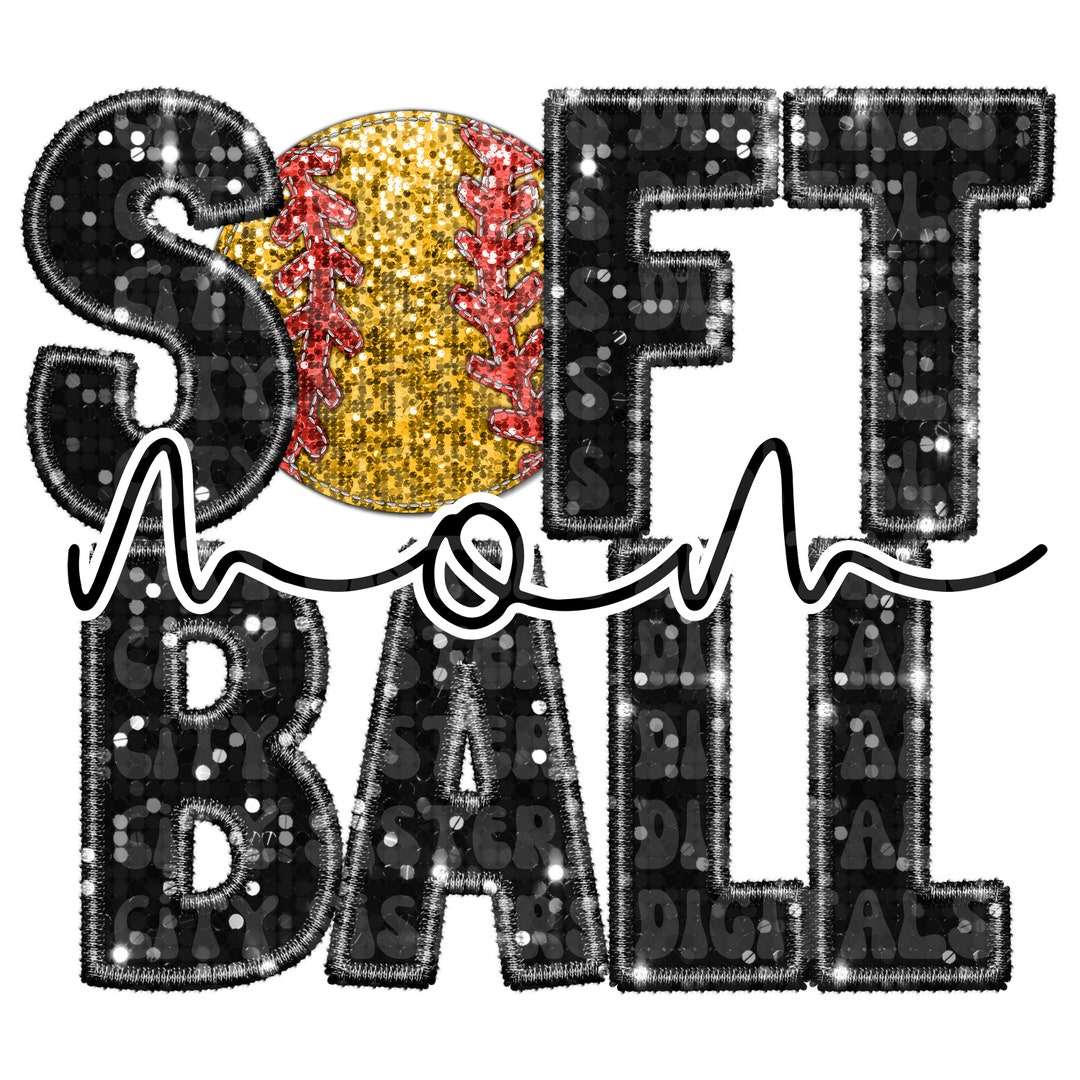SOFTBALL MOM GLITTER Png, Faux Embroidery, Faux Sequins Png, Faux Glitter Png, Softball Mom Png ...
