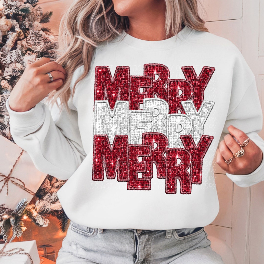 GLITTER MERRY Png, Red and White Christmas Png, Glitter Christmas Png ...