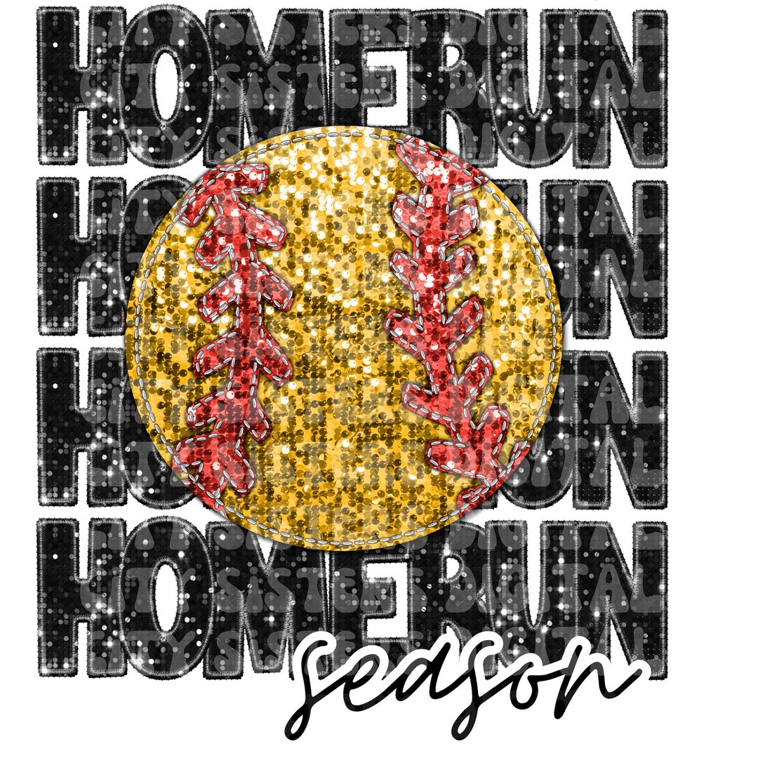 GLITTER SOFTBALL HOMERUN Png, Faux Sequins Softball Png, Faux Glitter ...