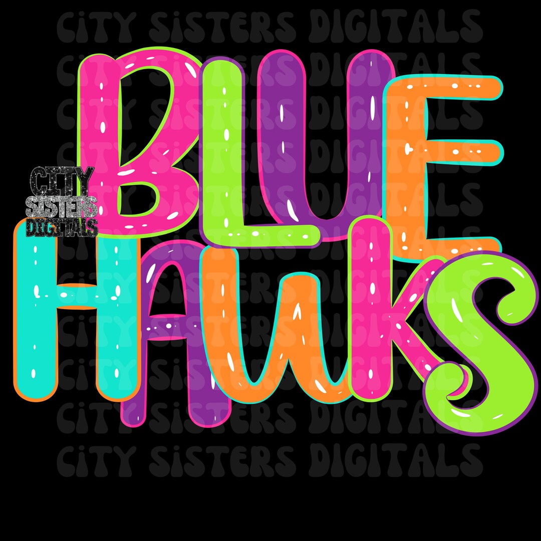 NEON BLUE HAWKS Png, Blue Hawks Digital for Sublimation and Dtf, Bright ...