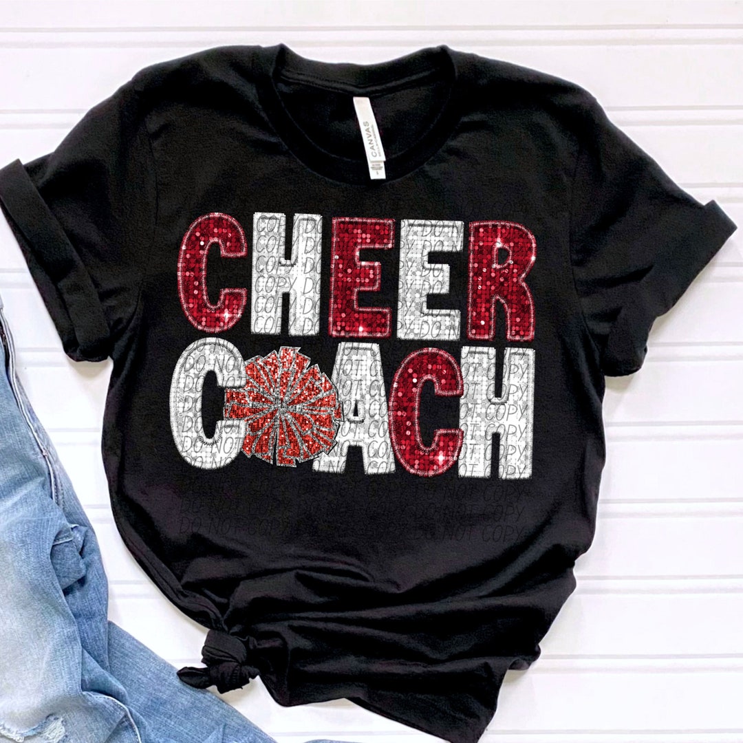 Cheer Coach Faux Glitter PNG: Red & White Cheerleading Design (digital ...
