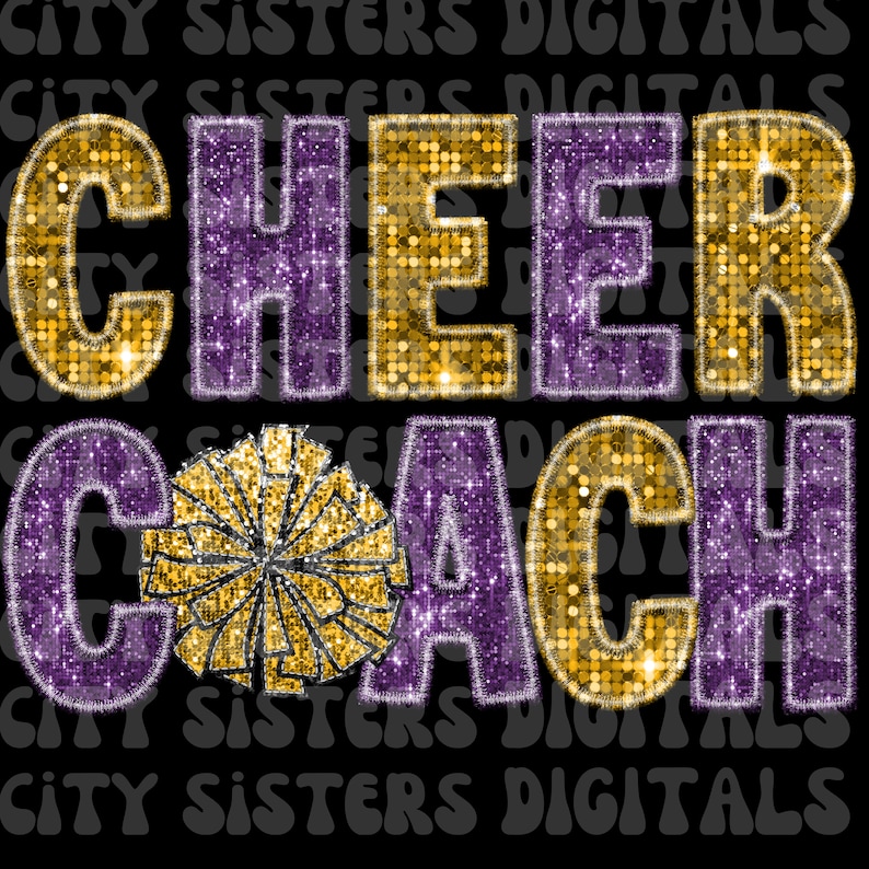 CHEER COACH GLITTER Png Cheerleading Purple and Gold Glitter - Etsy
