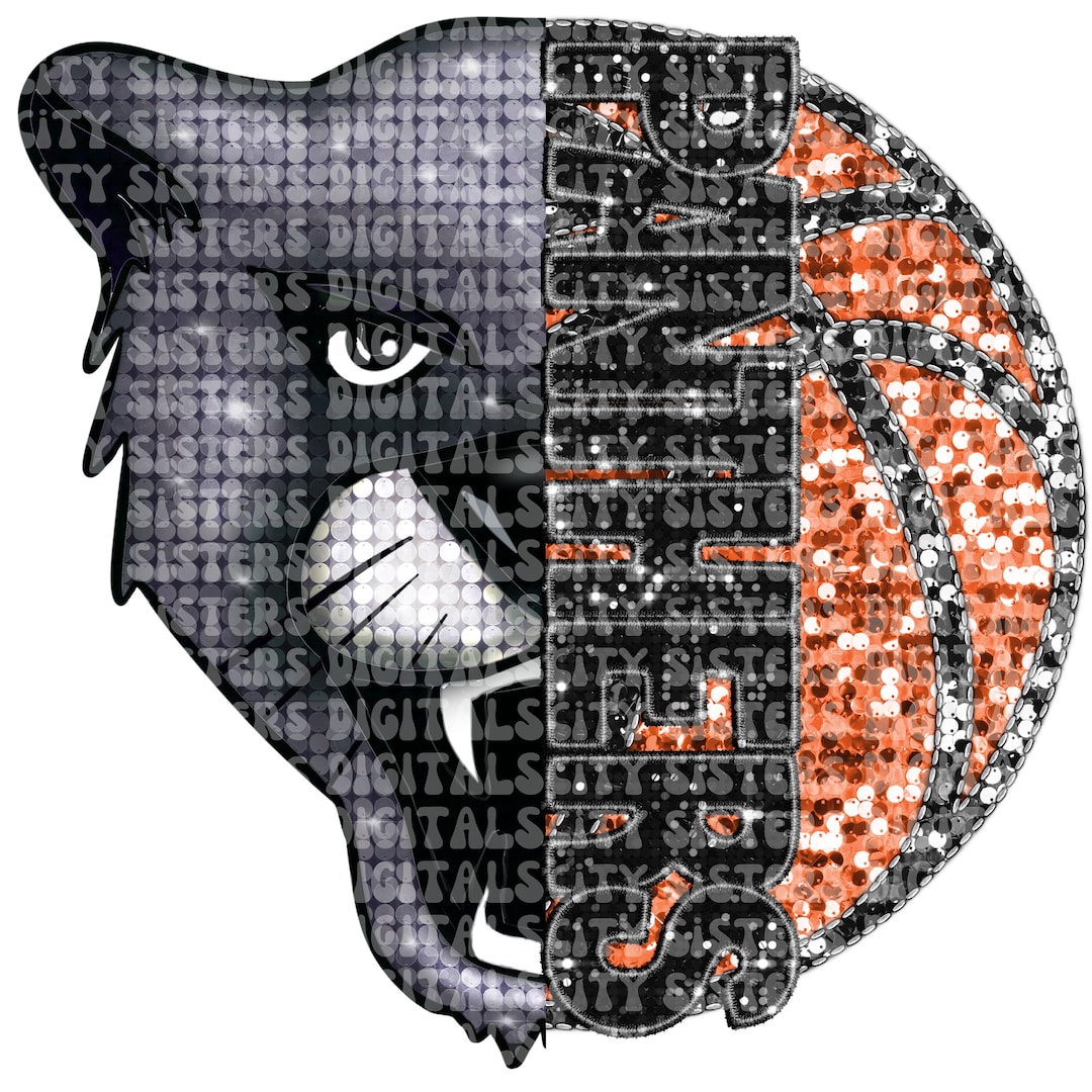 Panthers Basketball Glitter Mascot PNG: Faux Embroidery (digital ...