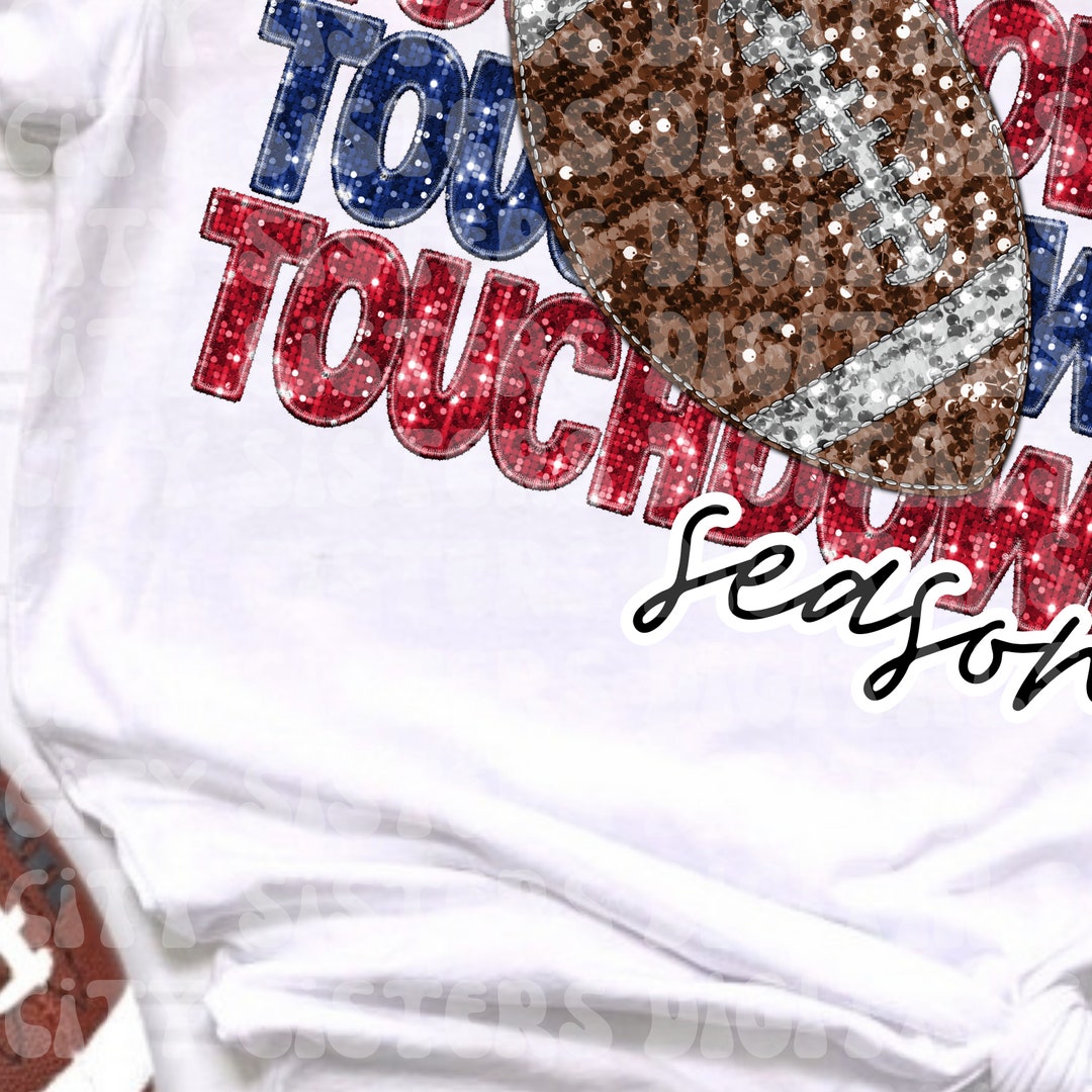 FOOTBALL TOUCHDOWN SEASON Glitter Red and Blue, Cute Football Png Faux ...