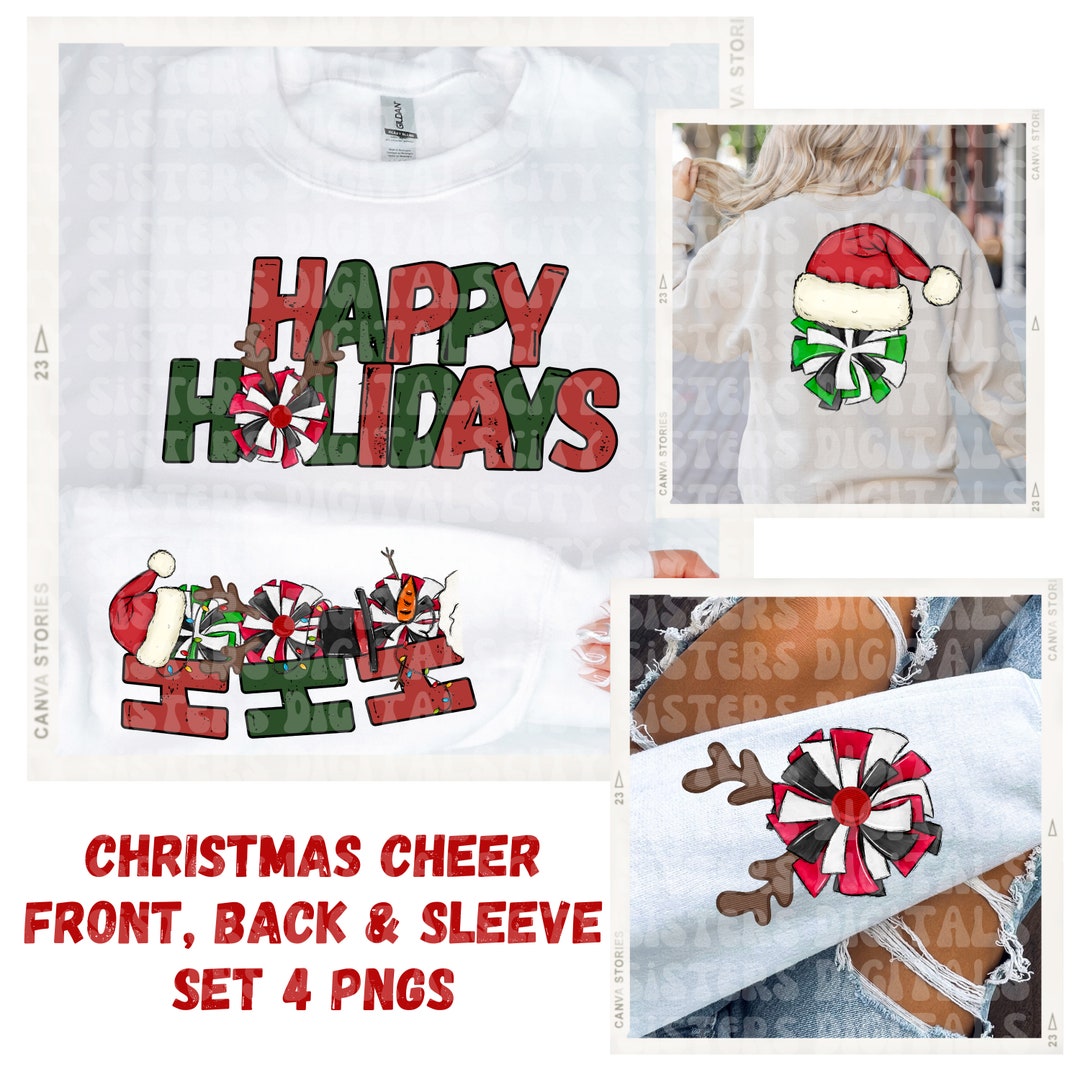 CHEERLEADER HAPPY HOLIDAYS Png, Cheerleading Santa Png, Cheerleader ...