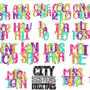NEON STATE BUNDLE Png, All State Designs Plus up North, Southern ...