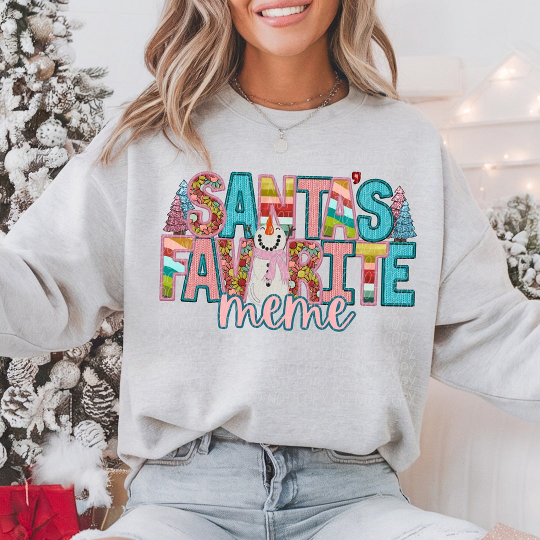 PINK SANTA'S FAVORITE Meme Png, Pink Christmas Png, Faux Glitter ...