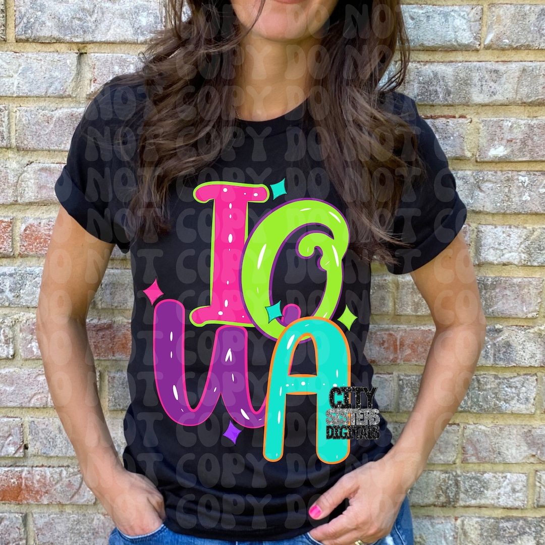 IOWA Png, Neon Iowa Png, Bright Iowa Png, Iowa Digital, Retro Iowa Png ...