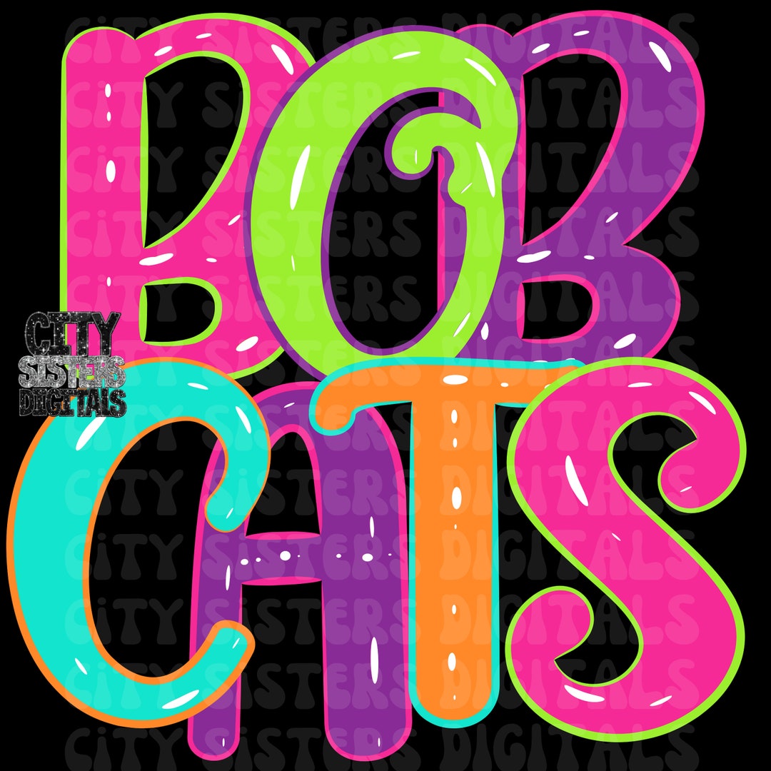 Neon Bobcats PNG: Retro Mascot Design (digital Download) - Etsy