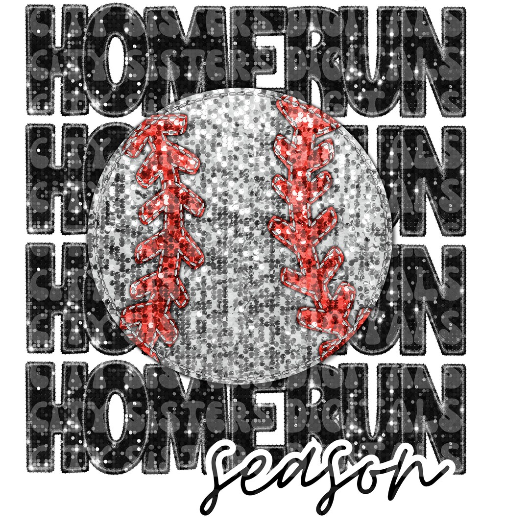 GLITTER BASEBALL HOMERUN Season Png, Faux Sequins Baseball, Faux ...