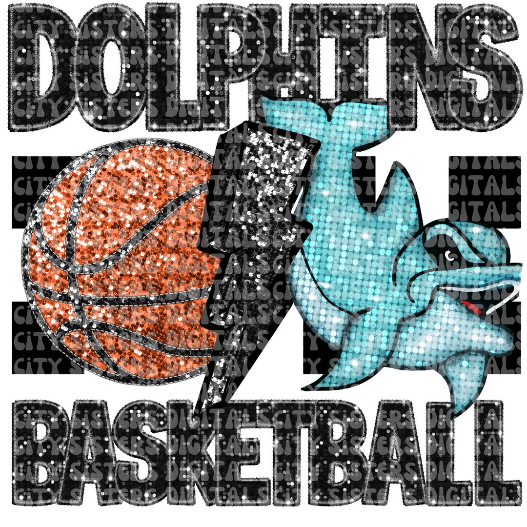 DOLPHINS BASKETBALL RETRO Glitter Png, Dolphins Mascot Png, Basketball ...
