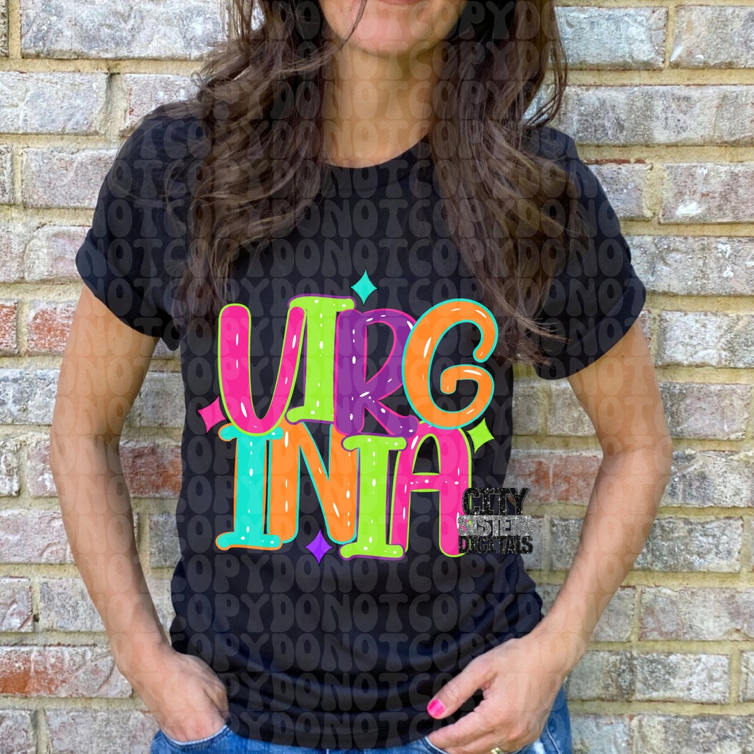 VIRGINIA Png, Neon Virginia Png, Bright Virginia Png, Retro Virginia ...