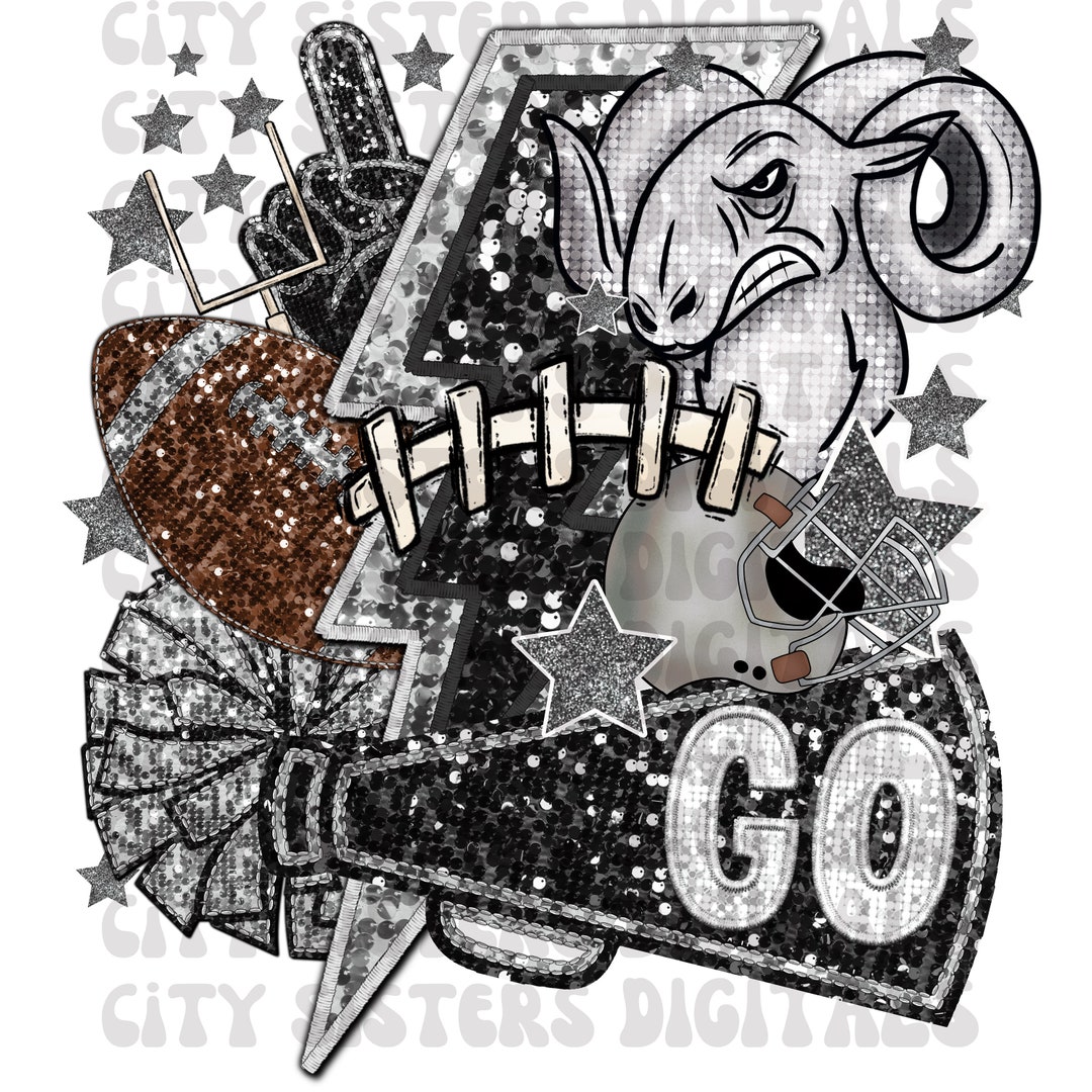 GLITTER RAMS FOOTBALL Png, Faux Embroidery, Faux Sequins Png, Football ...