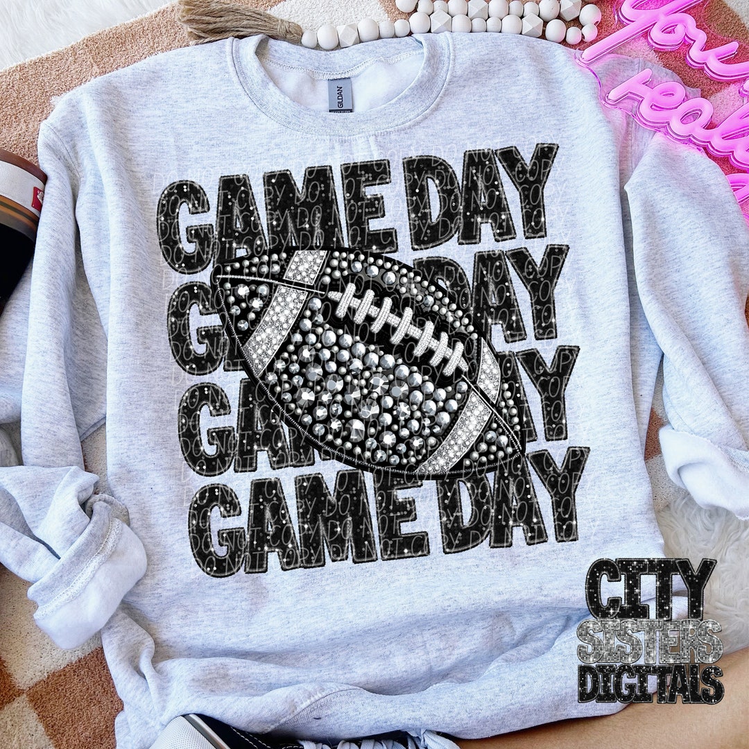 RHINESTONE GAME DAY Png, Faux Embroidery, Faux Glitter, Digital File ...