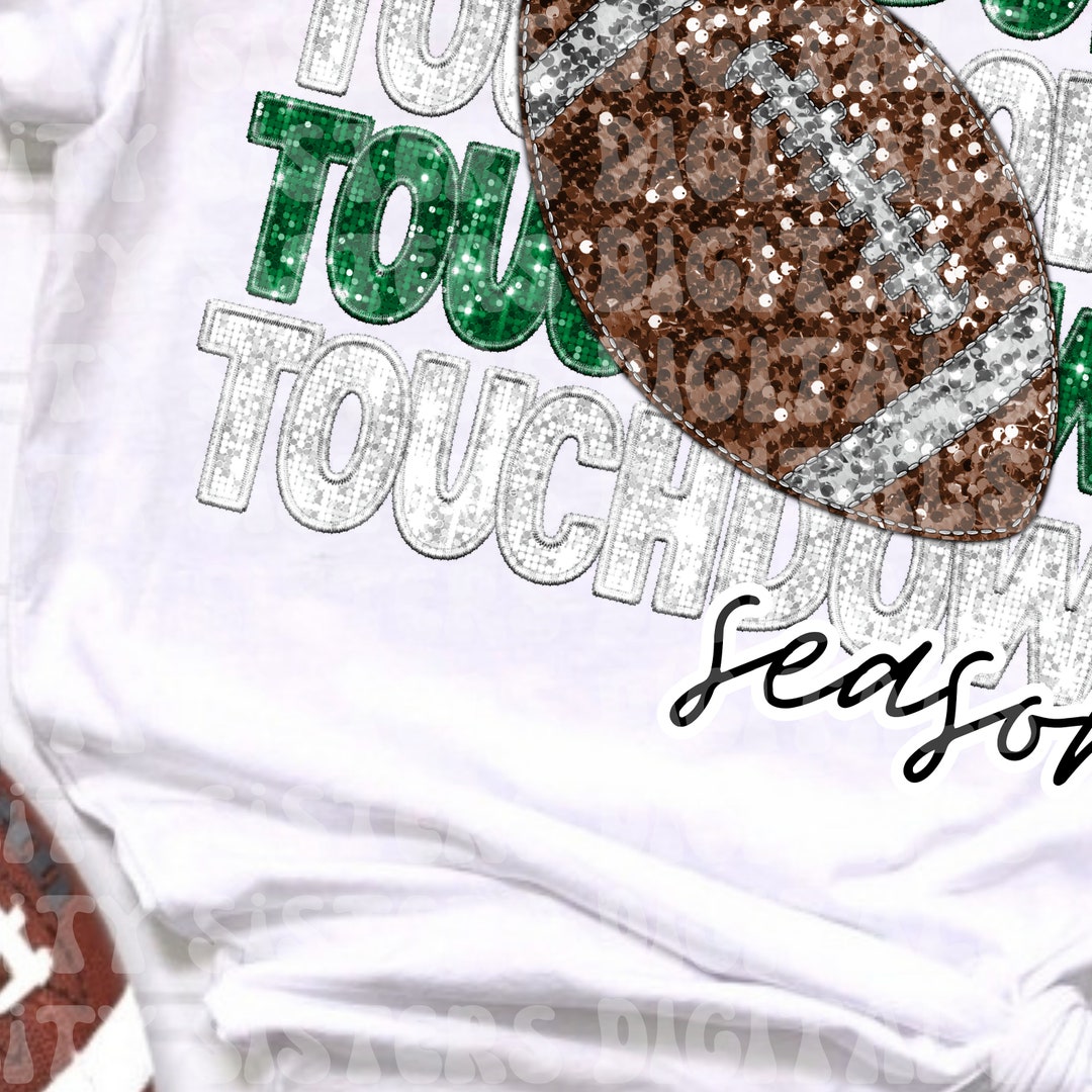 FOOTBALL TOUCHDOWN SEASON Glitter White and Green, Cute Football Png ...