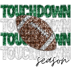 FOOTBALL TOUCHDOWN SEASON Glitter White and Green, Cute Football Png ...