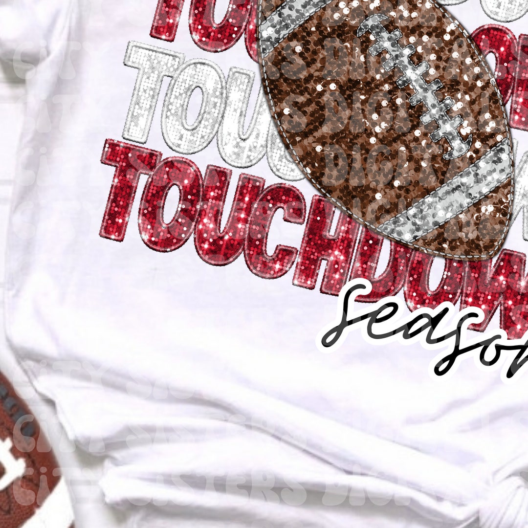 FOOTBALL TOUCHDOWN SEASON Glitter White and Red, Cute Football Png Faux ...