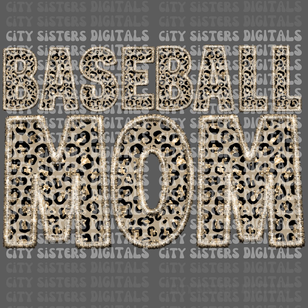 Leopard Baseball Mom PNG: Faux Embroidery, Glitter Design (digital ...