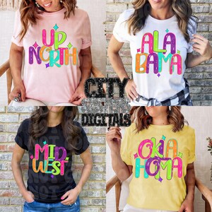 NEON STATE BUNDLE Png, All State Designs Plus up North, Southern ...