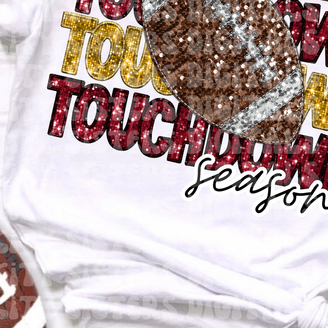 Touchdown Season Football Faux Glitter Design (digital PNG File) - Etsy