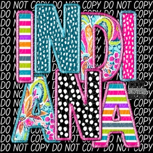 INDIANA Png, Faux Embroidery Indiana Png, State Png, Bright Indiana Png ...