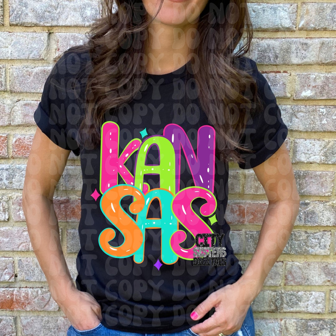 KANSAS Png, Neon Kansas Png, Bright Kansas Png, Kansas Digital, Retro ...
