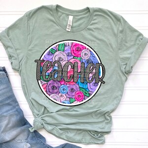 Teacher Png, Floral Teacher Png, Faux Embroidery Teacher Png, Teacher ...