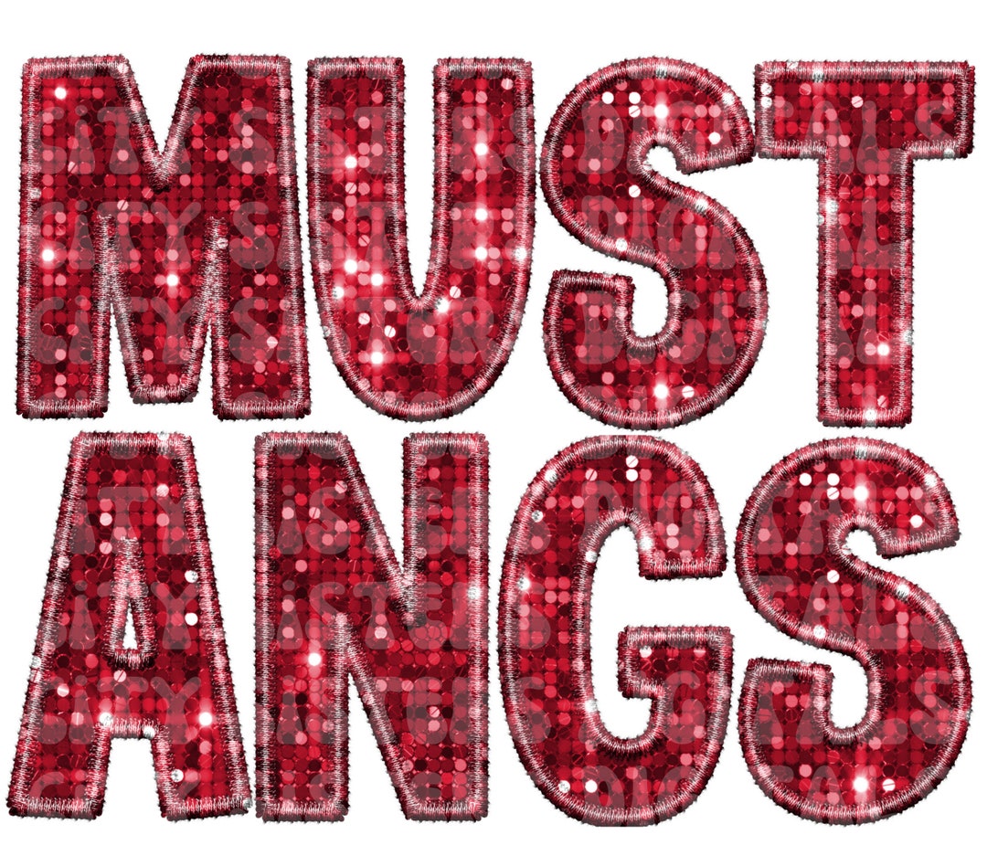 GLITTER RED MUSTANGS Cute School Spirit, Png Faux Embroidery, Faux ...