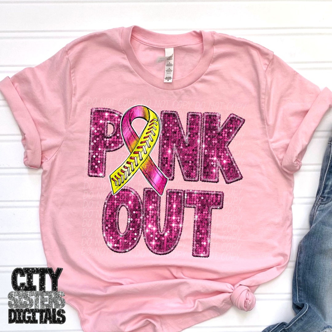 PINK OUT SOFTBALL, Softball Glitter Png, Strike Out Cancer Softball ...
