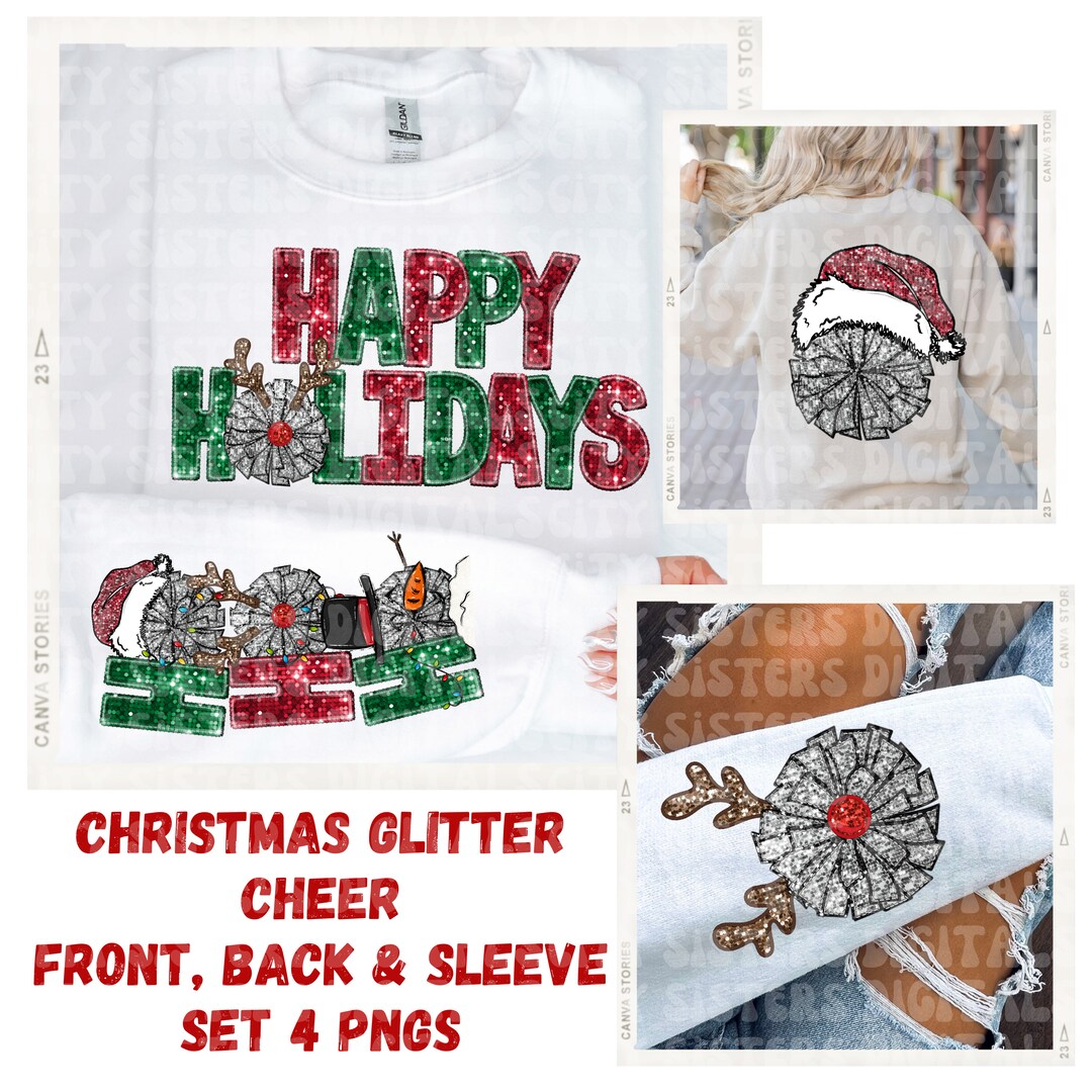 Glitter CHEER HAPPY HOLIDAYS Png, Glitter Cheer Santa Png, Glitter ...
