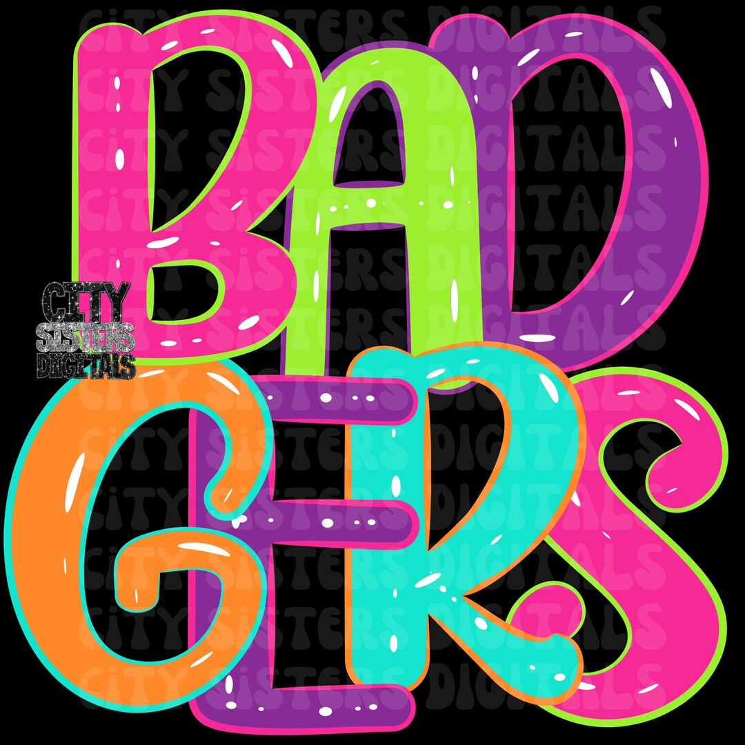 NEON BADGERS Png, Badgers Digital for Sublimation and Dtf, Bright ...