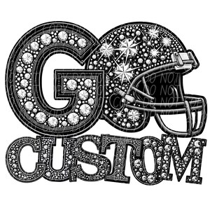 Custom Rhinestone Football Mascot PNG: Faux Embroidery Design (digital ...