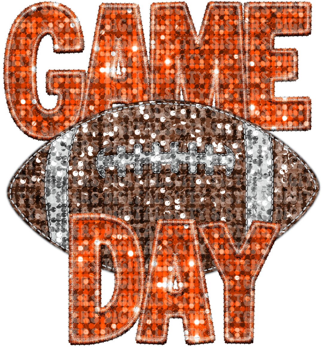 FOOTBALL GAME DAY, Faux Embroidery, Faux Sequins, Faux Glitter Png ...