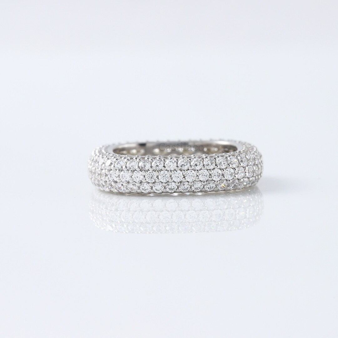 Square 5 Row Pave Lab Diamond Band, Five Row Pave Setting Band ...