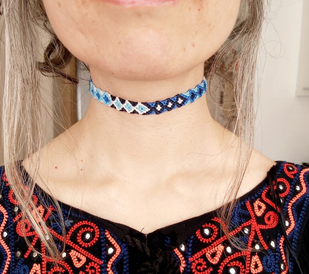 Ethnic Tribal Aztec Diamond Woven Necklace Choker or Headband, Boho ...