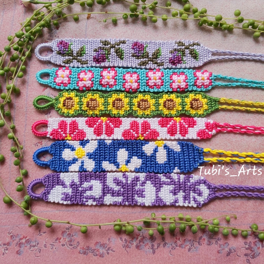 Flower Friendship Bracelet, Floral Woven Bracelet, Hawaiian Daisy ...