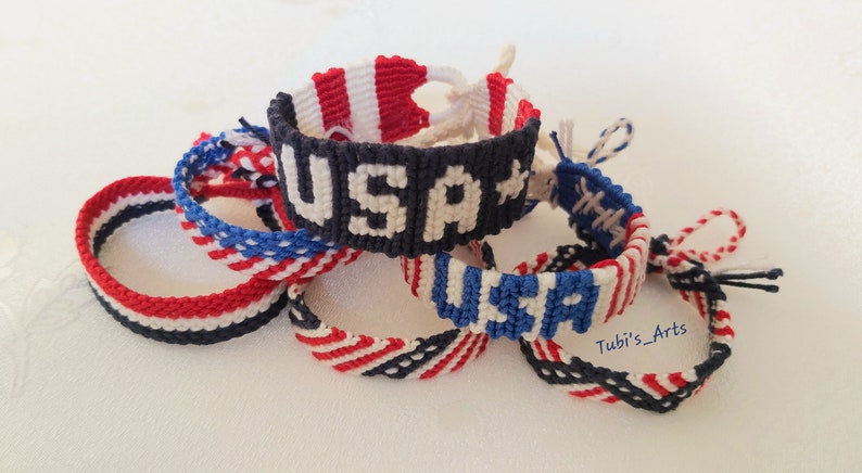 American Flag Friendship Bracelet Usa Flag Cow Bracelet 4 of - Etsy