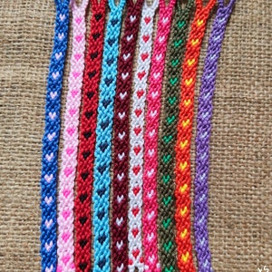 Customizable Tiny Heart Friendship Bracelet, Woven Mini Heart Bracelet ...