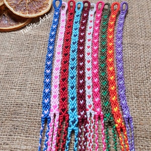 Customizable Tiny Heart Friendship Bracelet, Woven Mini Heart Bracelet ...