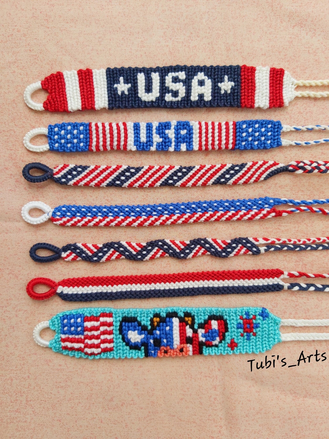 Handmade USA Flag Friendship Bracelet, Patriotic Jewelry - Etsy