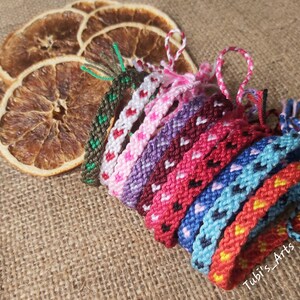 Customizable Tiny Heart Friendship Bracelet, Woven Mini Heart Bracelet ...