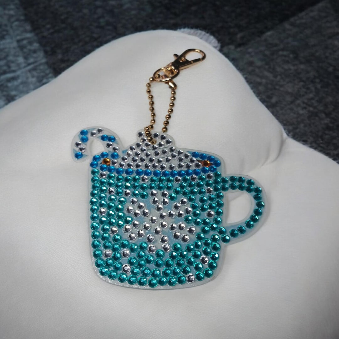 Beautifully Bejeweled Christmas Mug of Chocolate (single Sided) Keyring ...