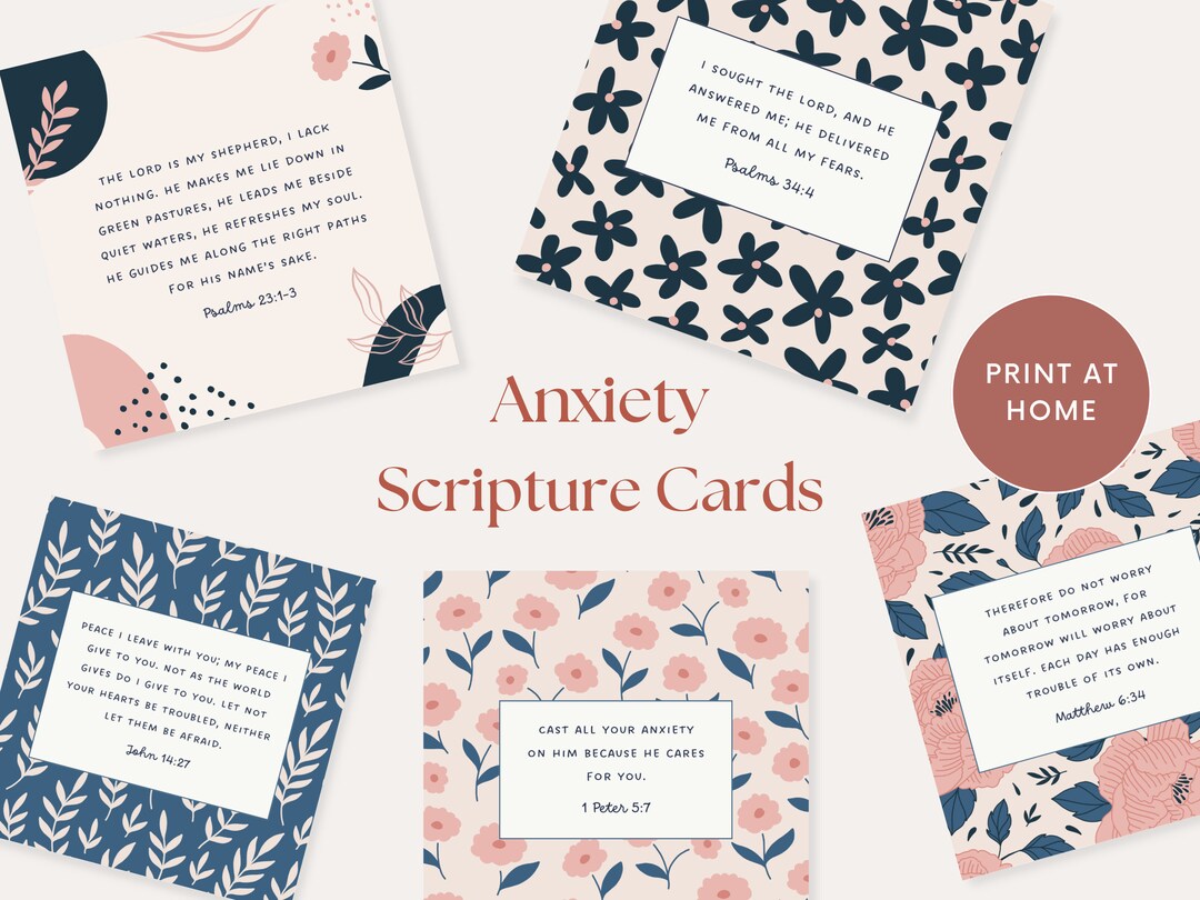20 Bible Verses for Anxiety, Bible Verse Cards Printable, Scripture ...