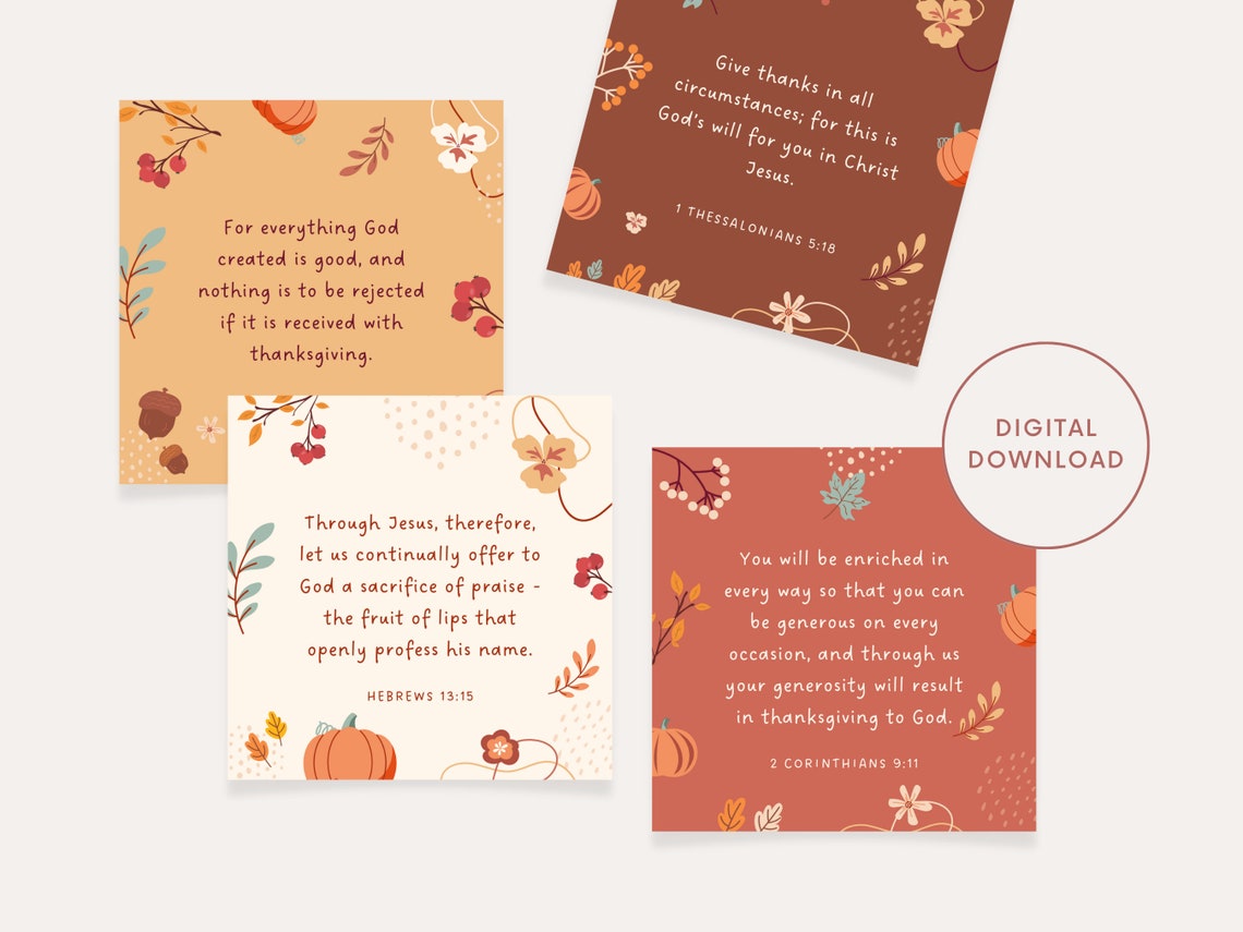 Thanksgiving Scripture Cards Fall Bible Verse Cards - Etsy