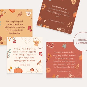 Thanksgiving Scripture Cards | Fall Bible Verse Cards | Digital ...