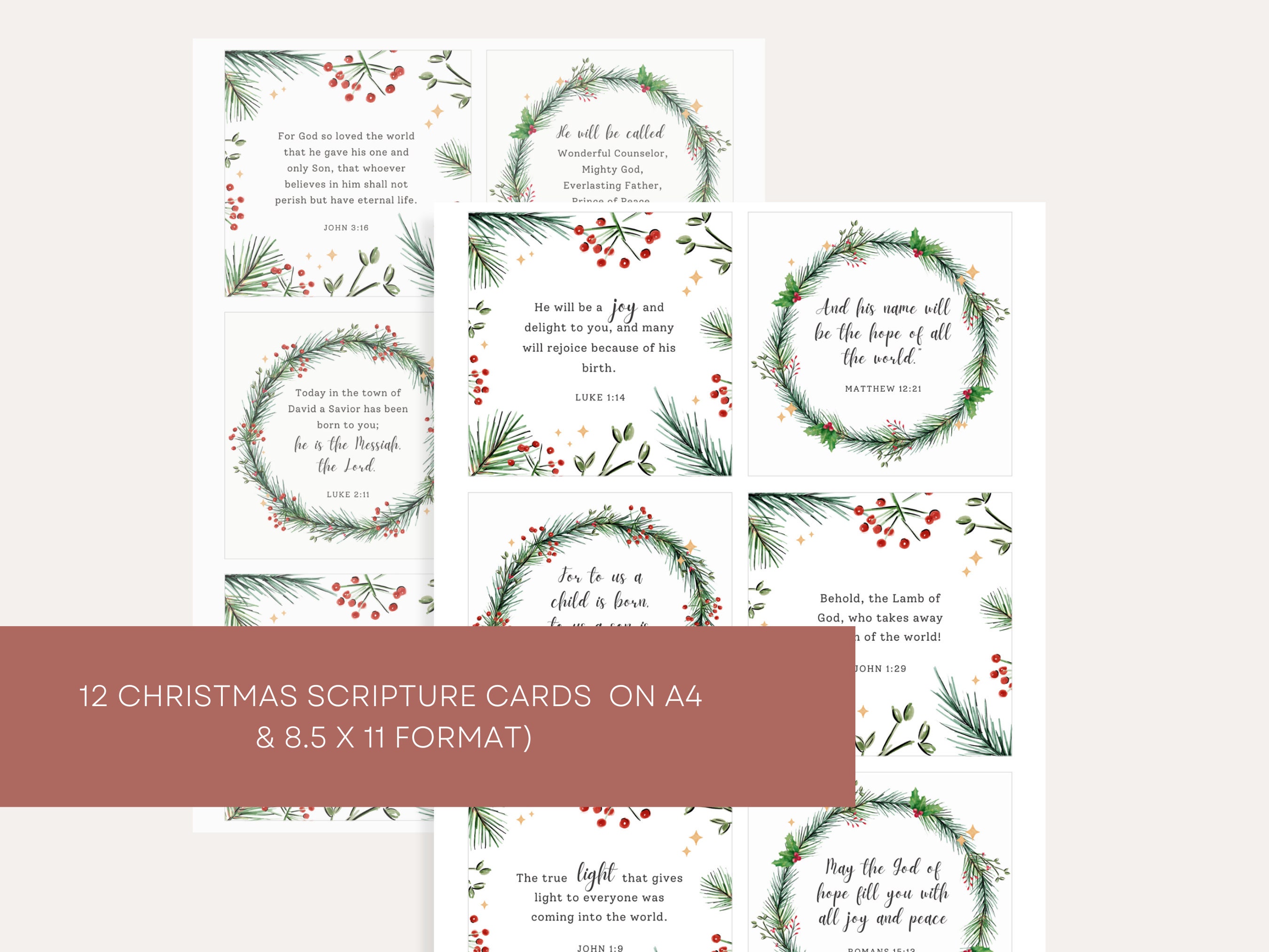 Christmas Bible Verses Christmas Scripture Cards Printable - Etsy