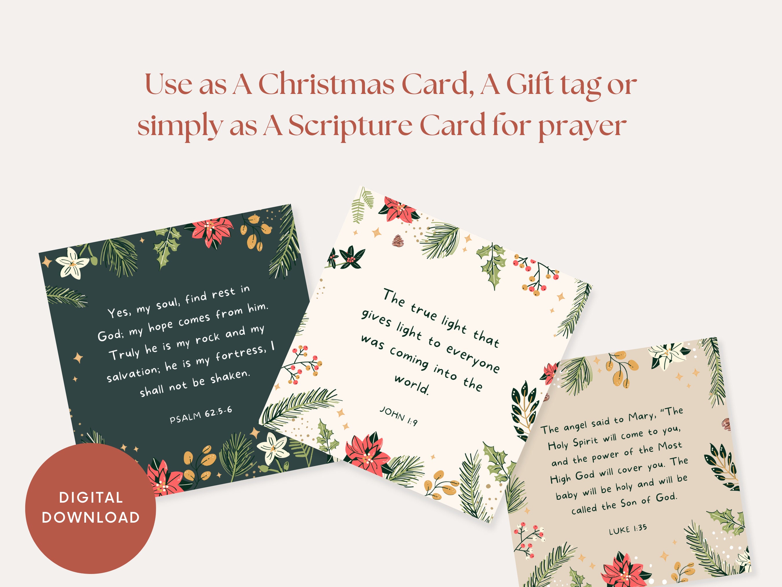 Christmas Bible Verses, Christmas Scripture Cards Printable, Christian ...